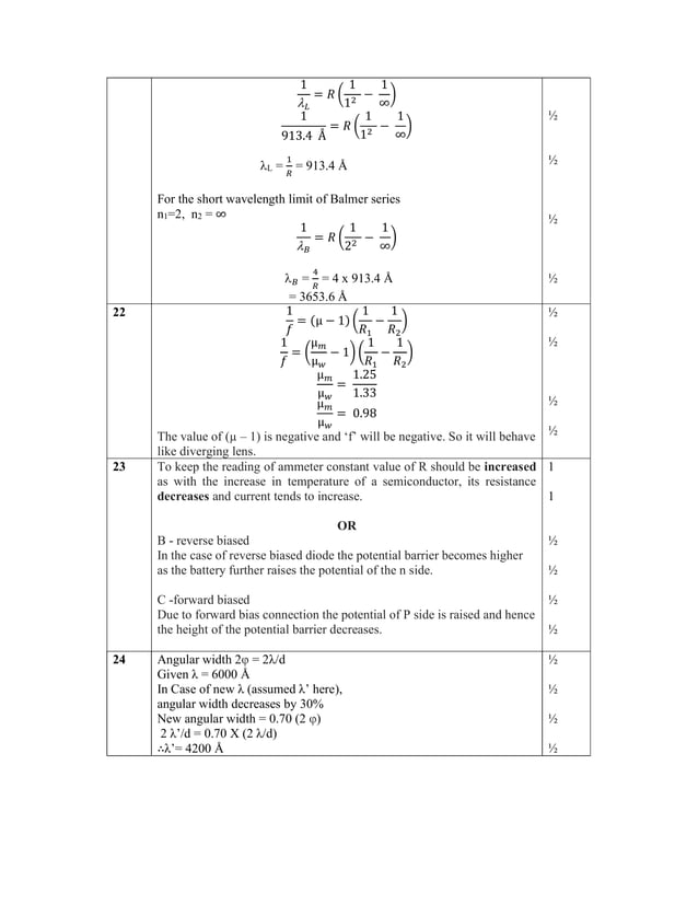Physics Marking scheme| Class 12 session 2023-2024 | PDF