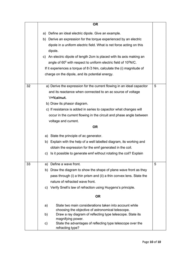 Physics sample question paper 2020 | PDF