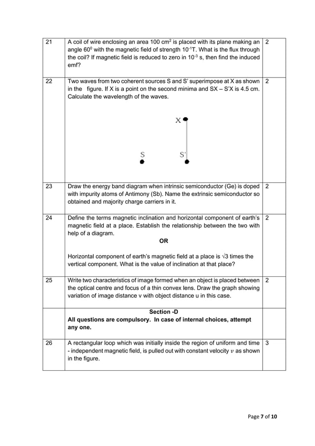 Physics sample question paper 2020 | PDF