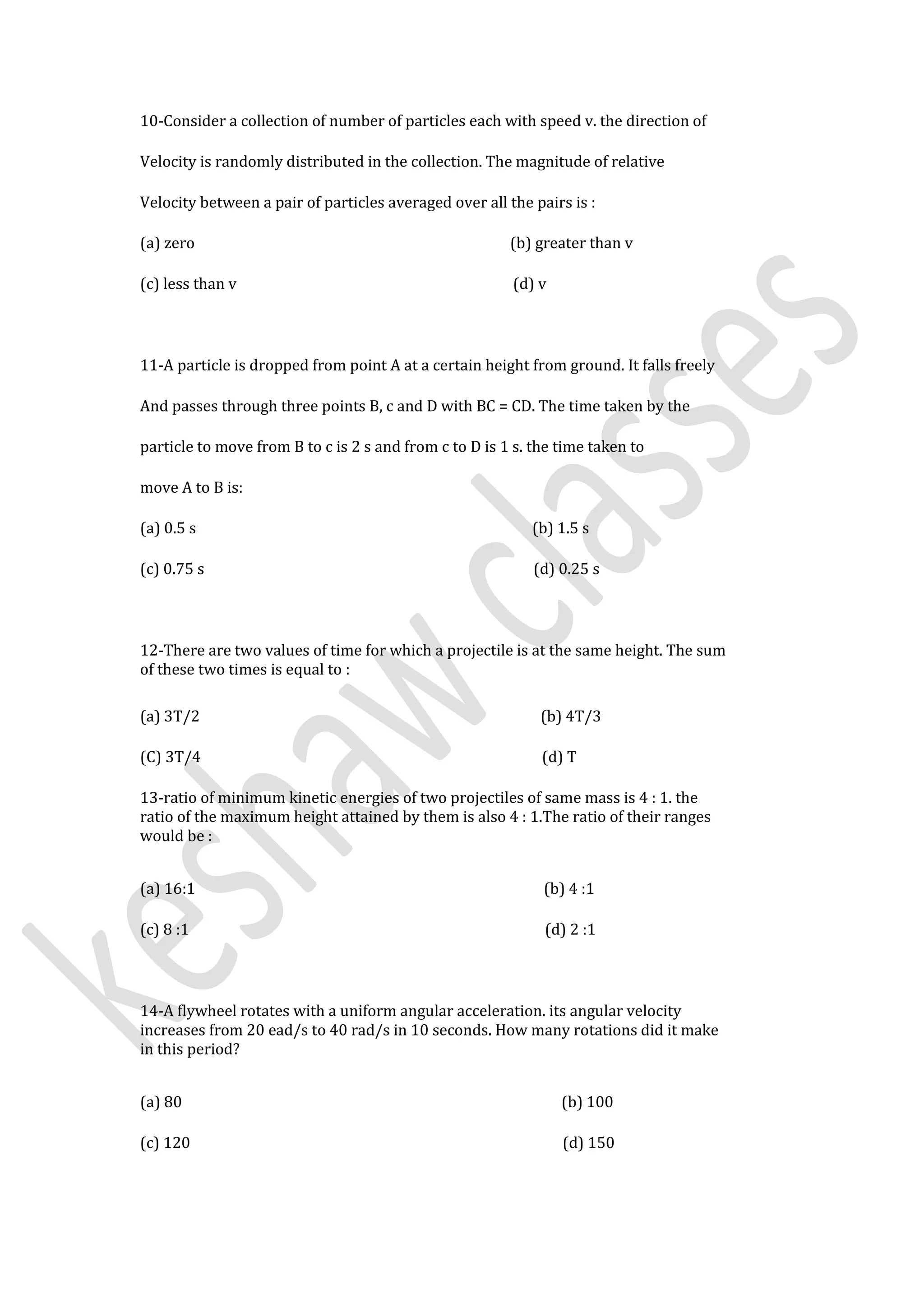 Iit Physics Test Series 1 Keshaw Classes Pdf