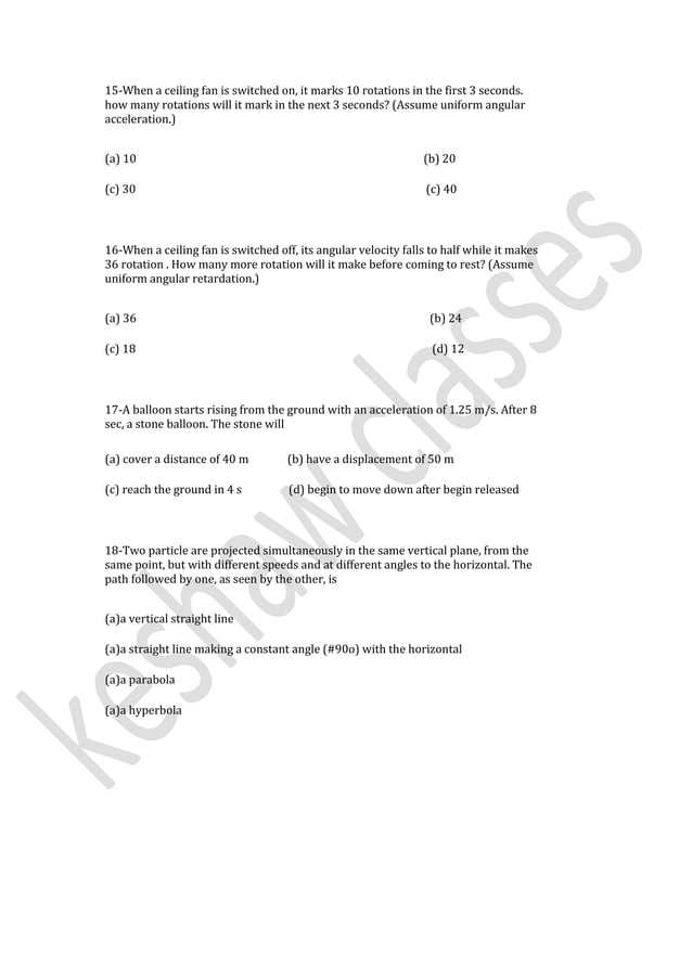 Iit Physics Test Series 1 Keshaw Classes Pdf