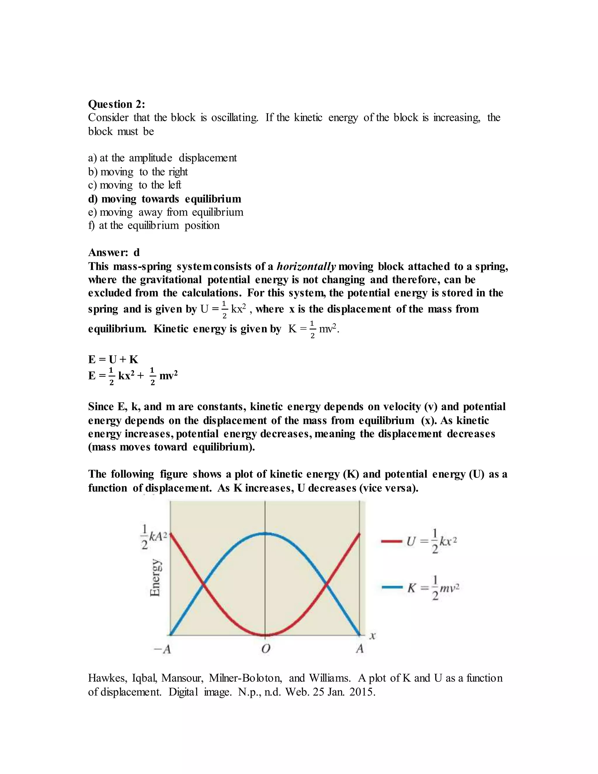 Physics 101 LO1- Energy in Simple Harmonic Motion | PDF