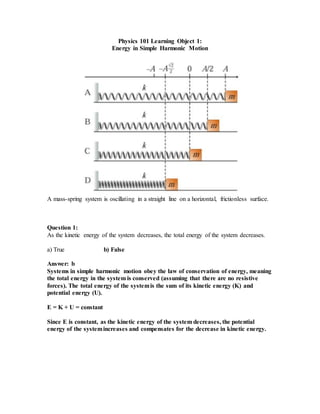 Physics 101 LO1- Energy in Simple Harmonic Motion | DOCX