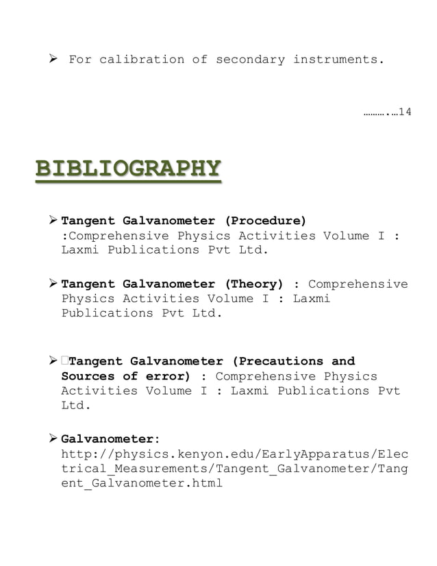 Physics Earth magnetic field using tangent galvanometer | DOCX ...