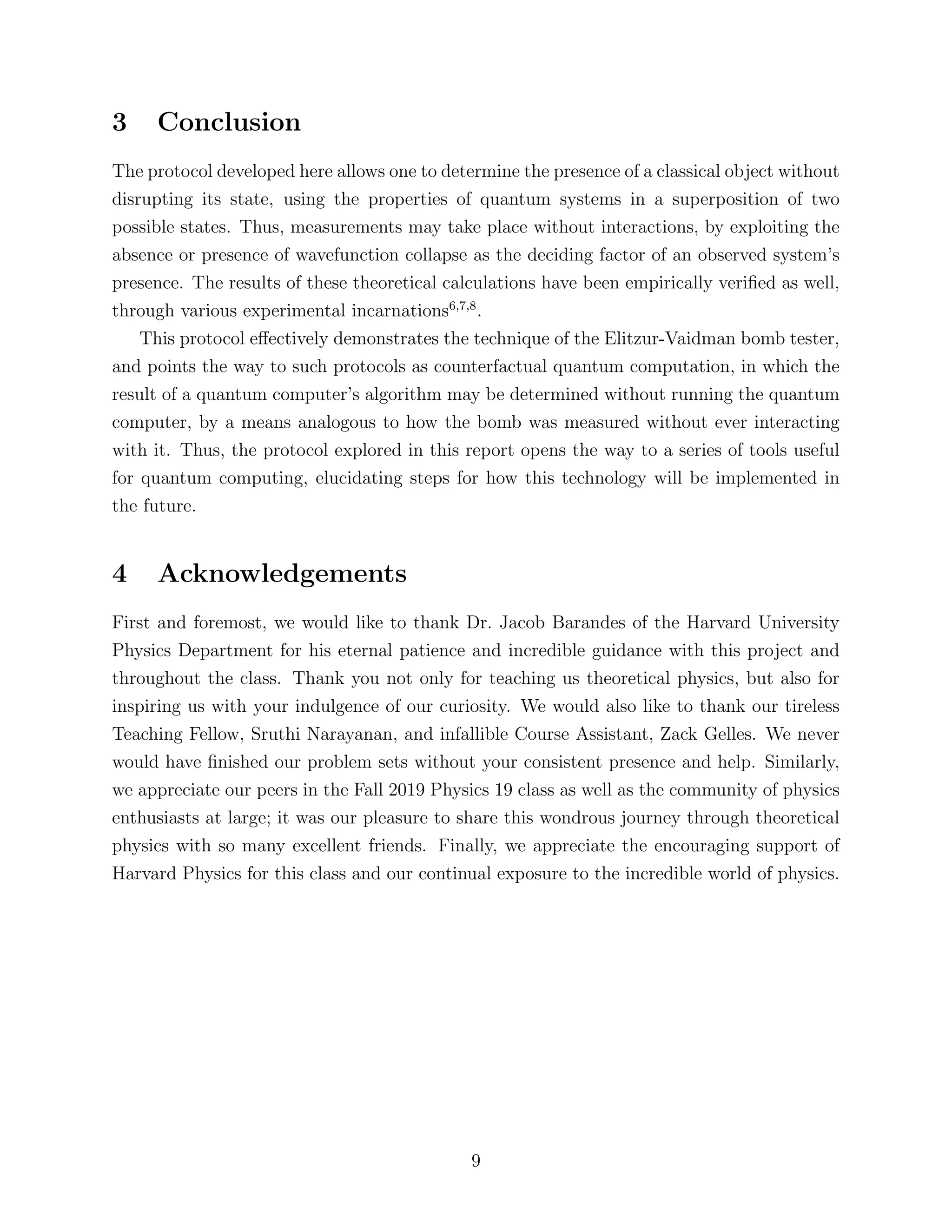 Quantum Interrogation: Interaction-Free Determination of Existence ...