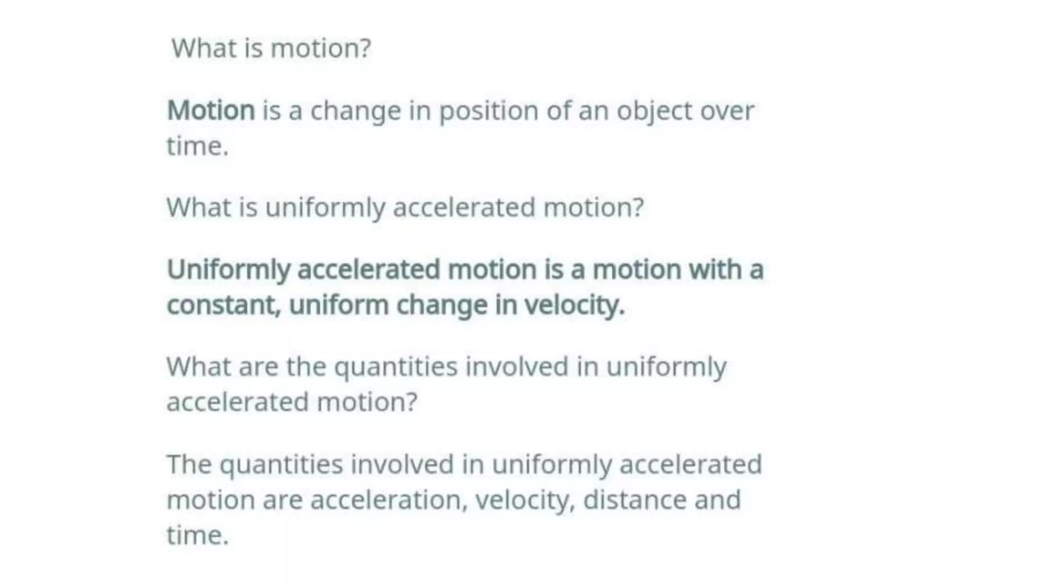 Solving Quantities in equations: One – Dimensional Uniformly Accelerated Motion | PPT