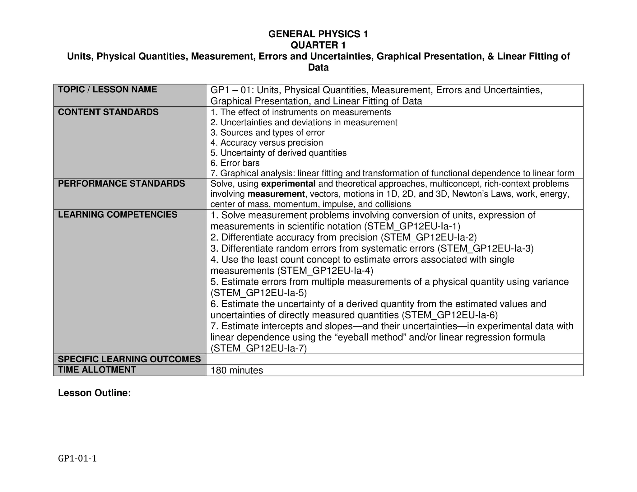 GENERAL PHYSICS 1 TEACHING GUIDE | PDF | Professional School ...