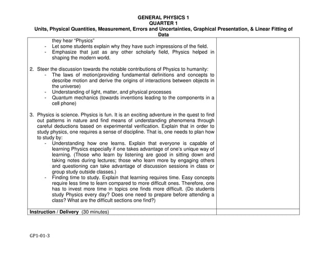 GENERAL PHYSICS 1 TEACHING GUIDE | PDF | Professional School ...