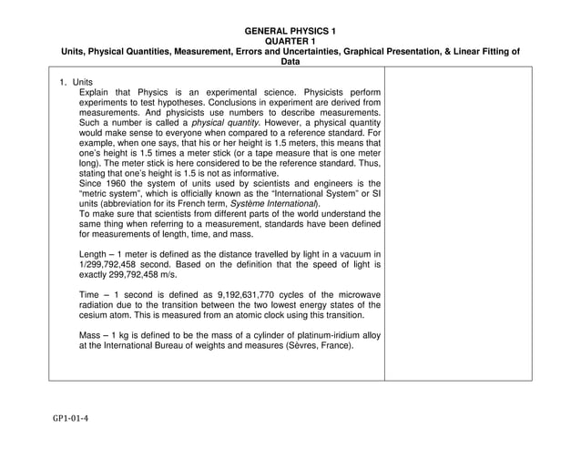 GENERAL PHYSICS 1 TEACHING GUIDE | PDF | Professional School ...