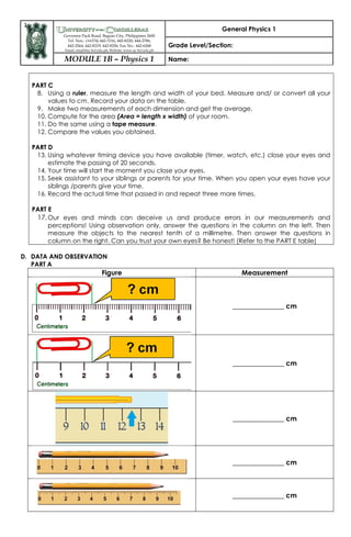 Physics 1 module 1 b lab | PDF