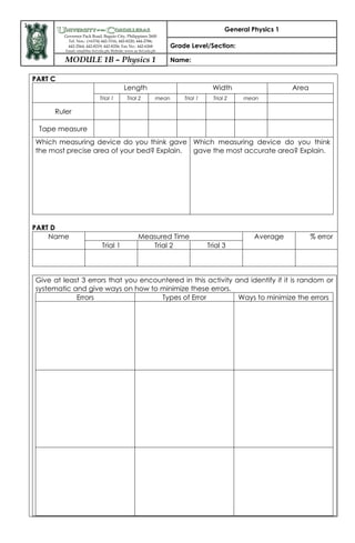 Physics 1 module 1 b lab | PDF