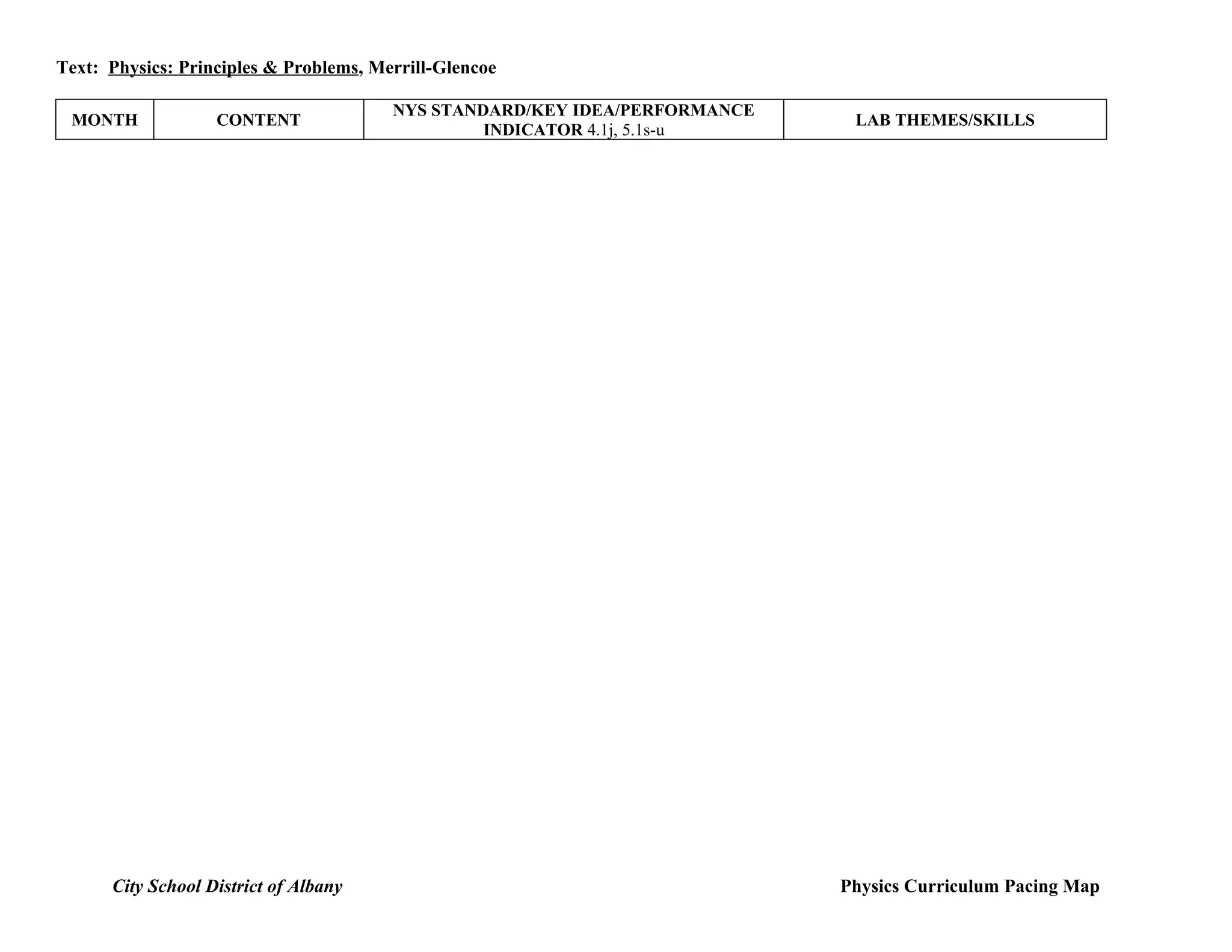 Regents Physics Pacing Map | DOC