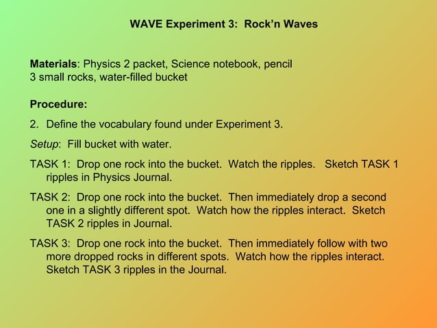 Physics2a experiments- Waves: Detailed lab experiments on light & sound ...