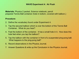 Physics2a experiments- Waves: Detailed lab experiments on light & sound ...