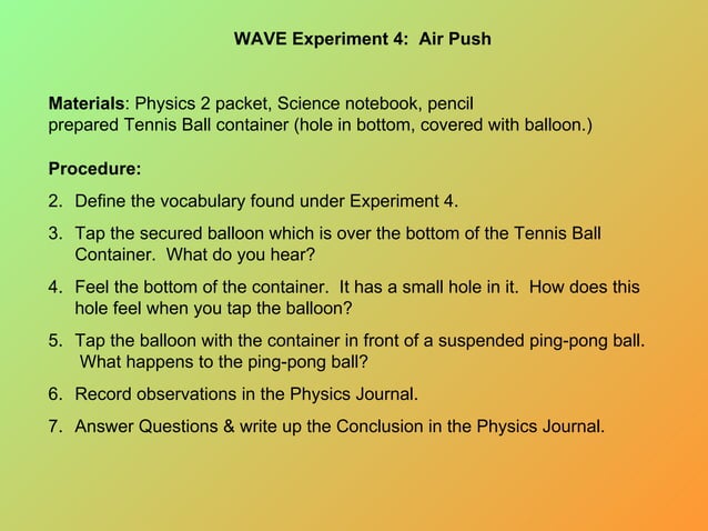 Physics2a experiments- Waves: Detailed lab experiments on light & sound ...