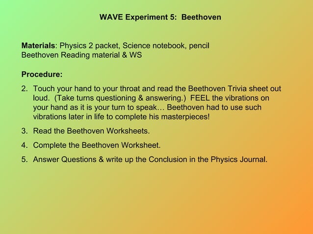 Physics2a experiments- Waves: Detailed lab experiments on light & sound ...