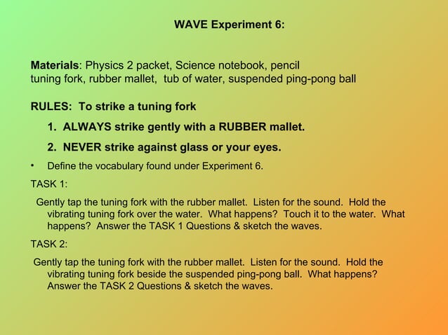Physics2a experiments- Waves: Detailed lab experiments on light & sound ...