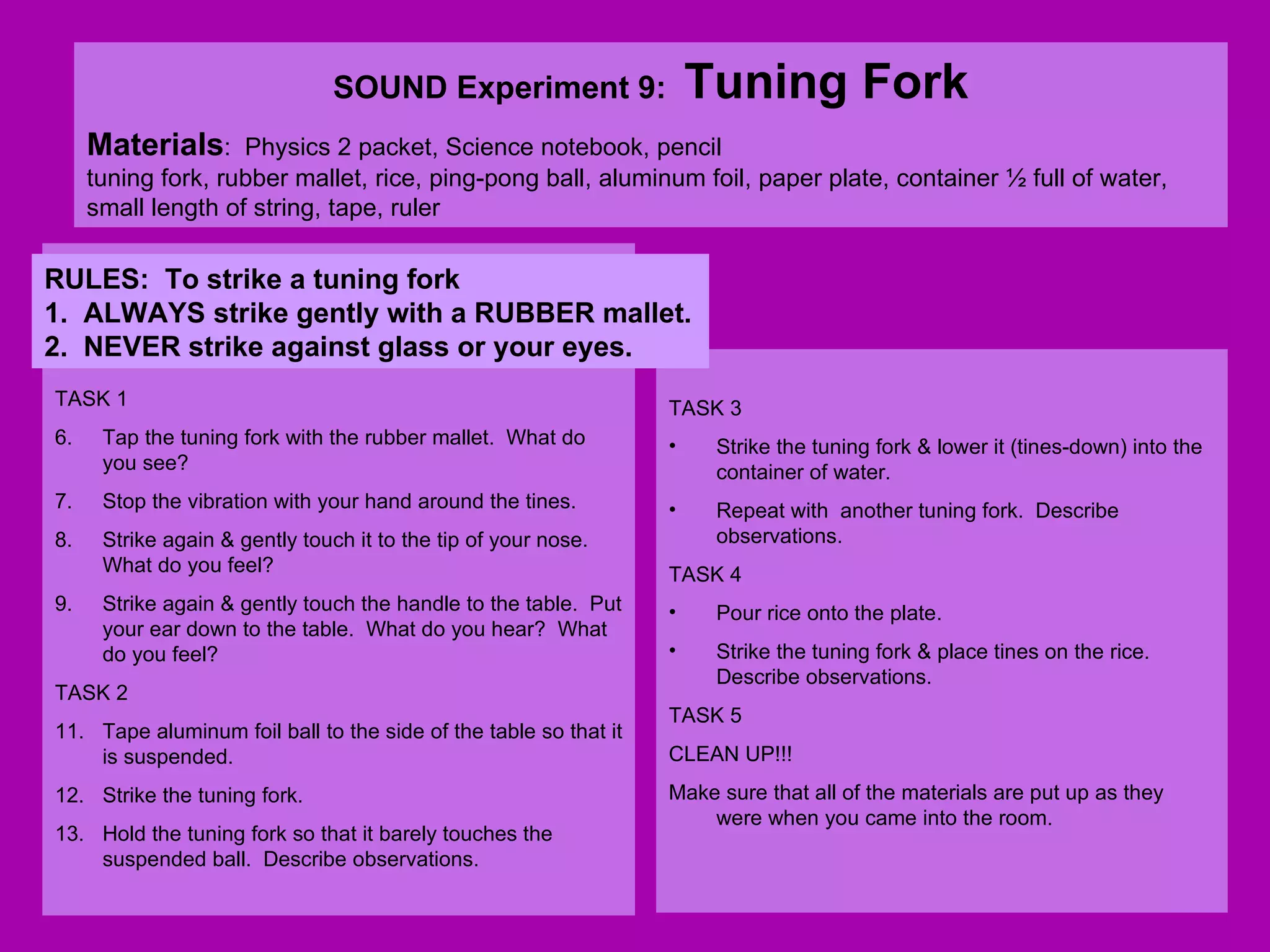 Physics3a experiments sound: Detailed experiments on sound waves for ...