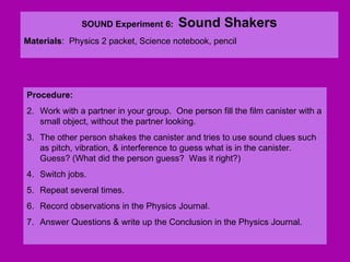 Physics3a experiments sound: Detailed experiments on sound waves for ...