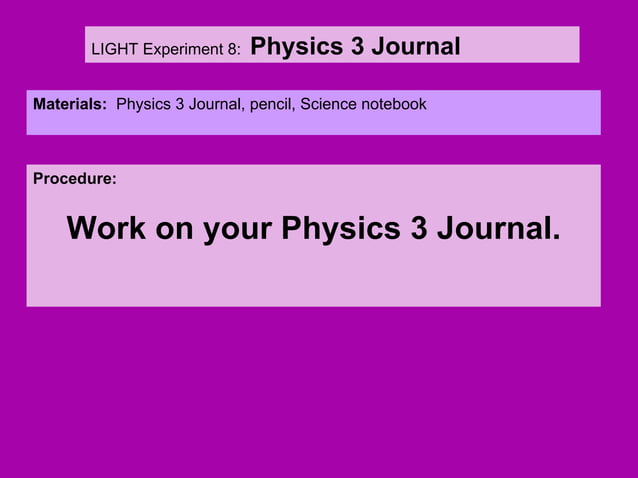 Physics3 experiments light, Detailed experiments on Light waves ...