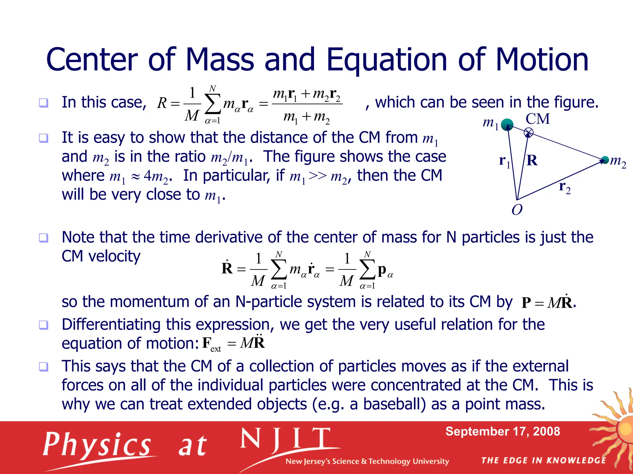 physics430_lecture06. center of mass, angular momentum | PPT