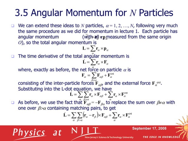 physics430_lecture06. center of mass, angular momentum | PPT