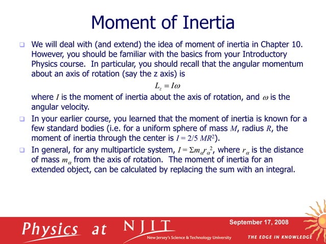 physics430_lecture06. center of mass, angular momentum | PPT