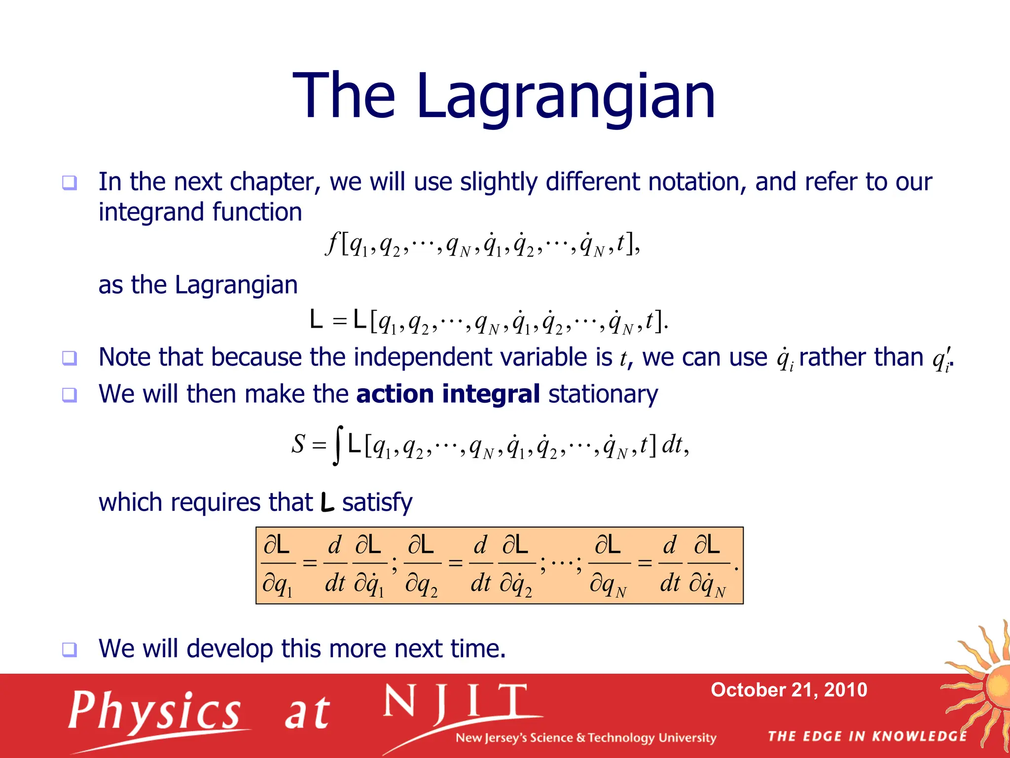 physics430_lecture15.ppt Dale. E. Gary Lagrange Equations | PPT ...