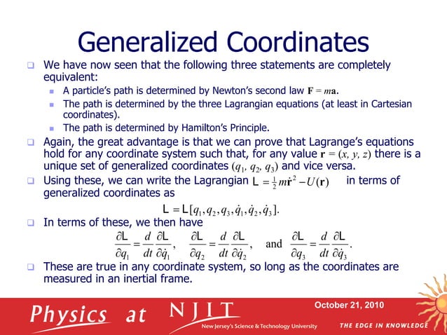 physics430_lecture15.ppt Dale. E. Gary Lagrange Equations | PPT ...
