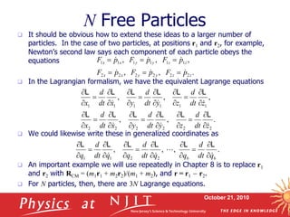 physics430_lecture15.ppt Dale. E. Gary Lagrange Equations | PPT | Physics | Science