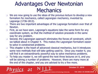 physics430_lecture15.ppt Dale. E. Gary Lagrange Equations | PPT | Physics | Science