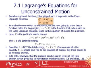 physics430_lecture15.ppt Dale. E. Gary Lagrange Equations | PPT ...