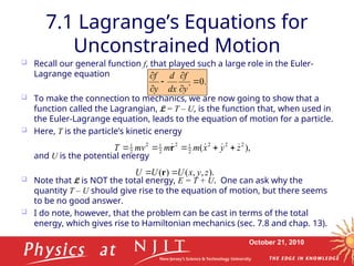 Physics 43Lecture 15 Lagrange’s Equations.ppt