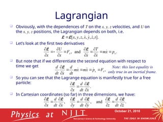 Physics 43Lecture 15 Lagrange’s Equations.ppt