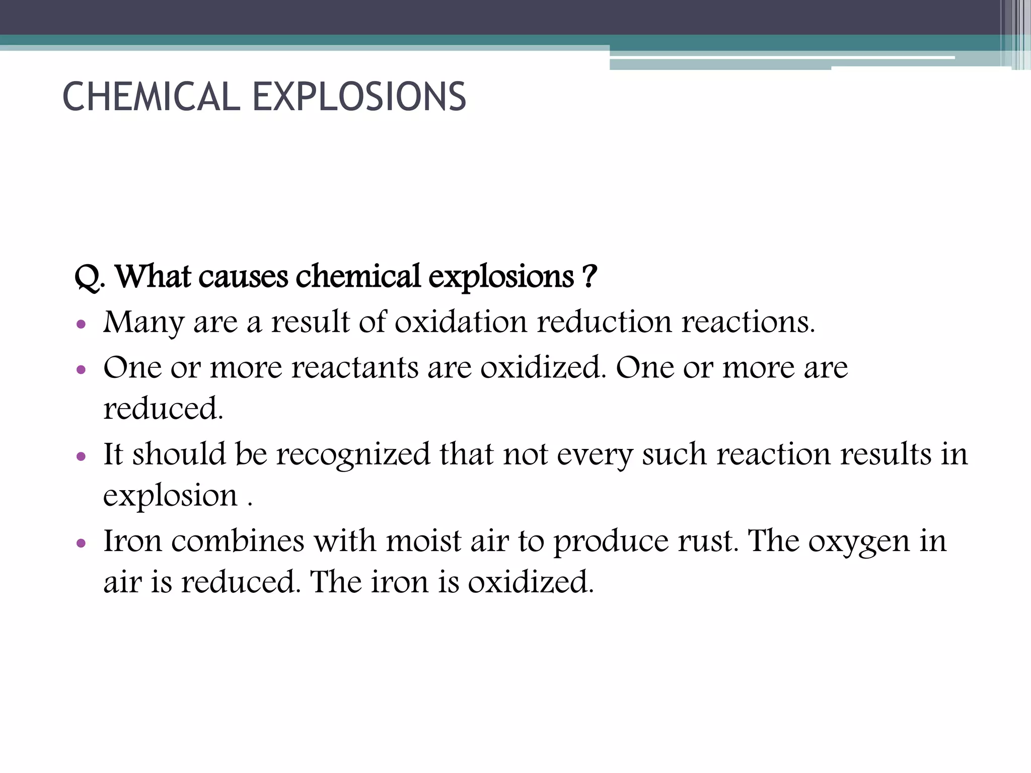 Physics and chemistry of explosions | PPTX