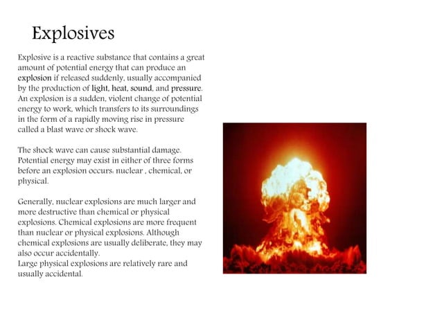 Physics and chemistry of explosions | PPTX