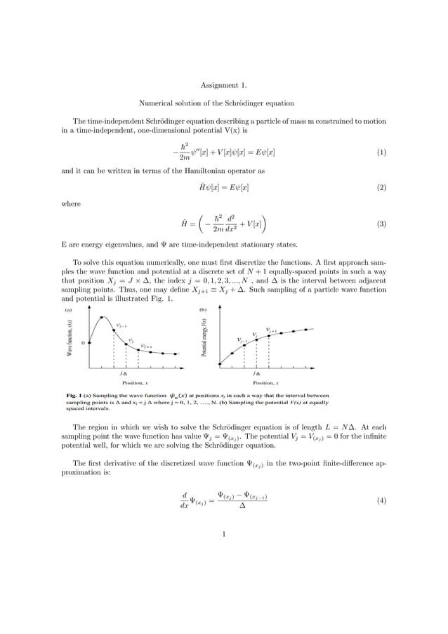 Numerical solution of the Schr¨odinger equation | PDF