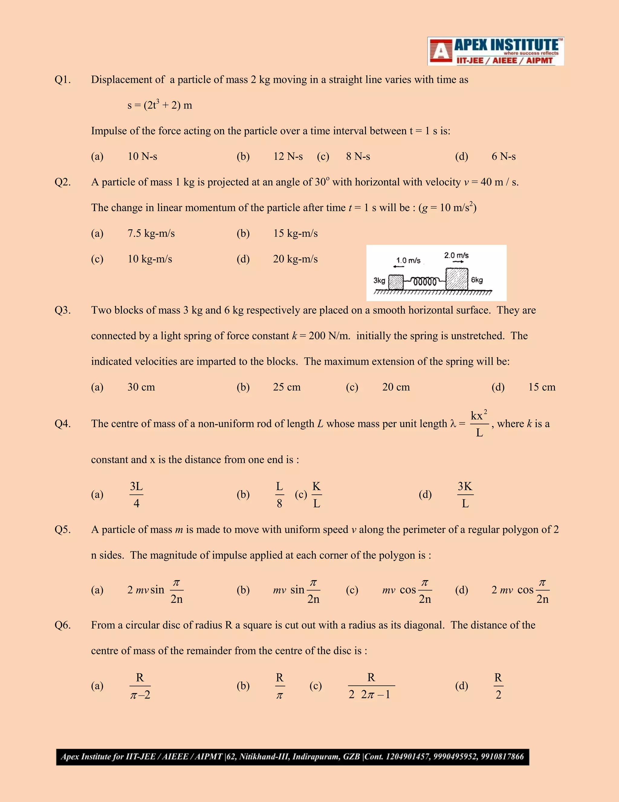 Physics centre of mass | PDF