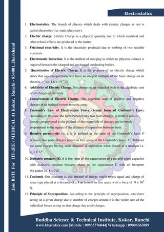 Electrostatic Key terms | PDF