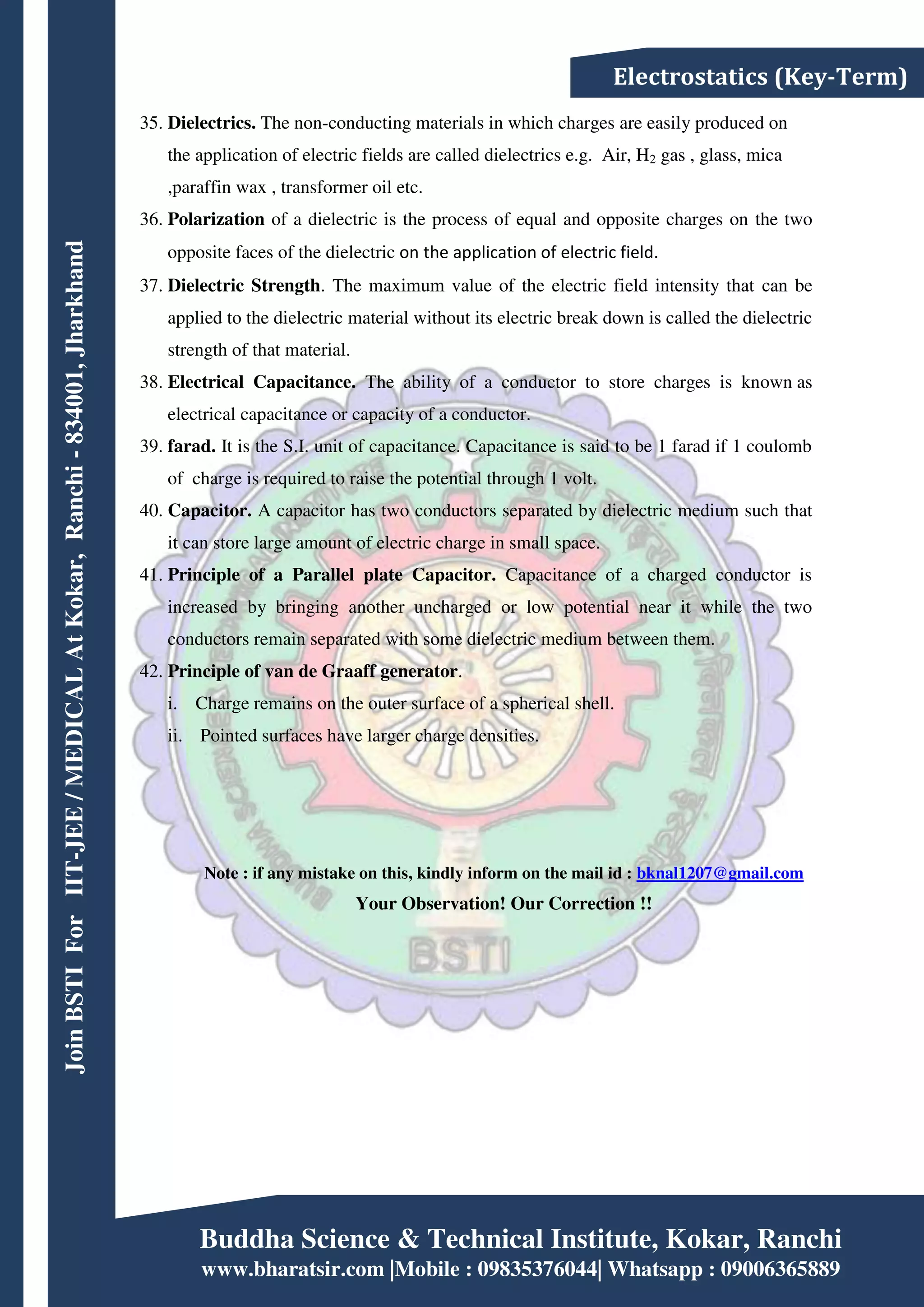 IIT-JEE : Electrostatic | PDF