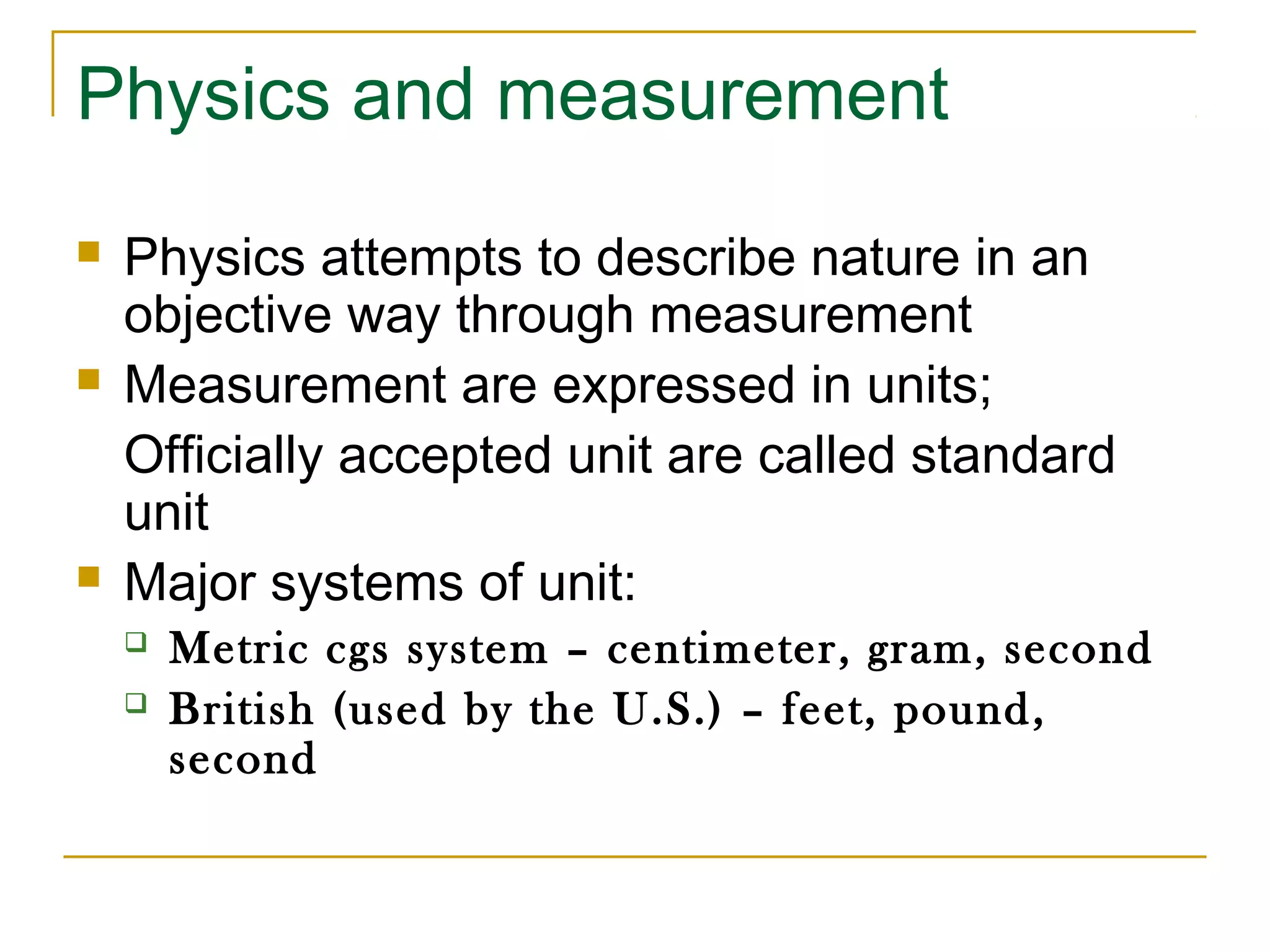 Physics – Unit and Measurement | PPT