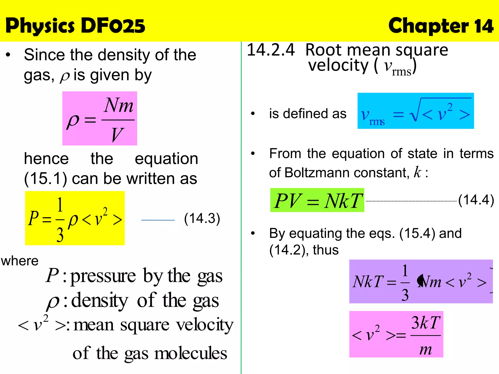 Physics Chapter 14- Kinetic Theory of Gases | PPTX