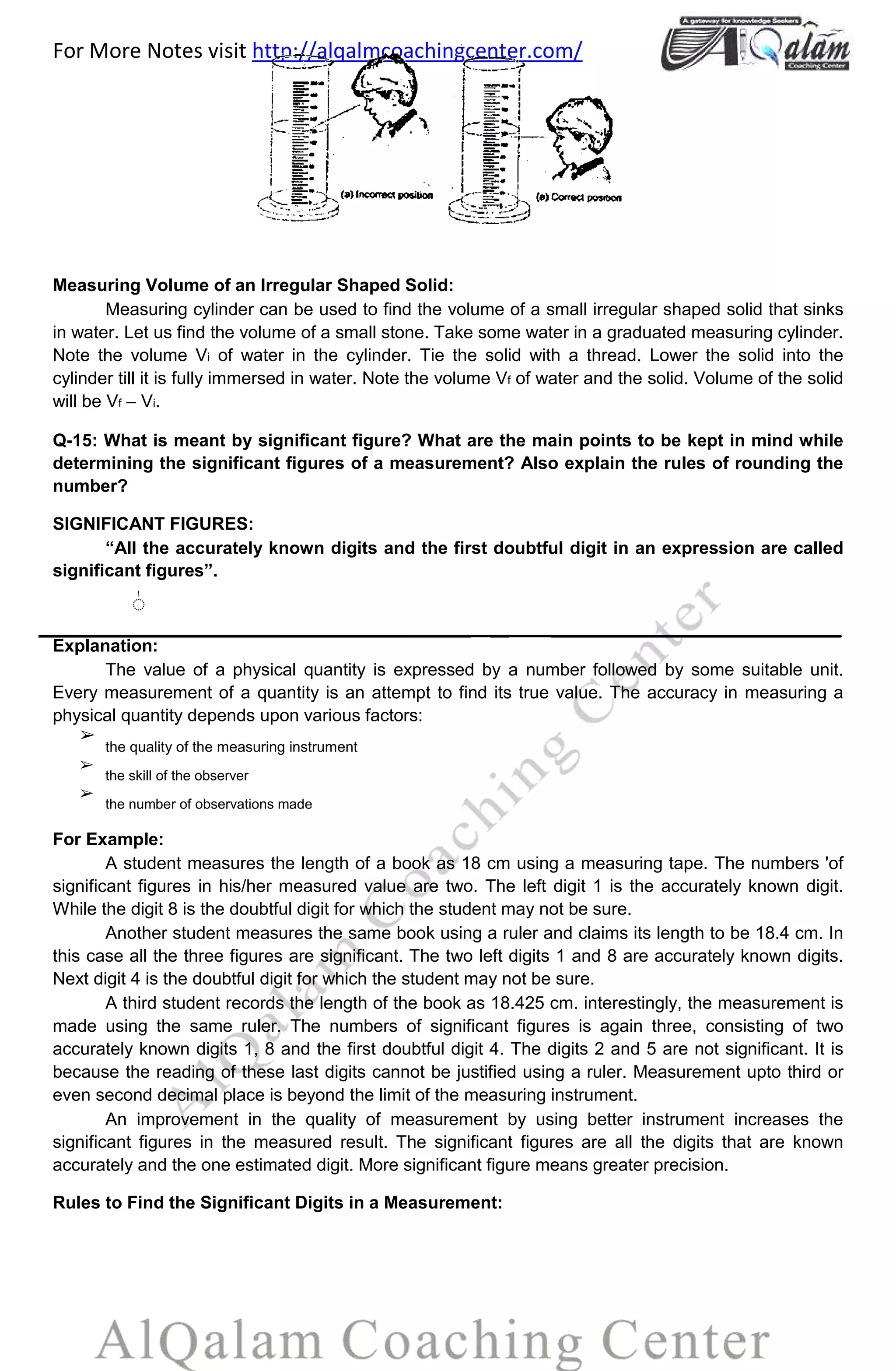 Physics chapter 1 9th | PDF