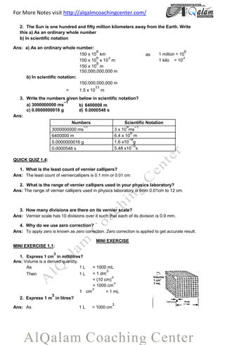 Physics chapter 1 9th | PDF