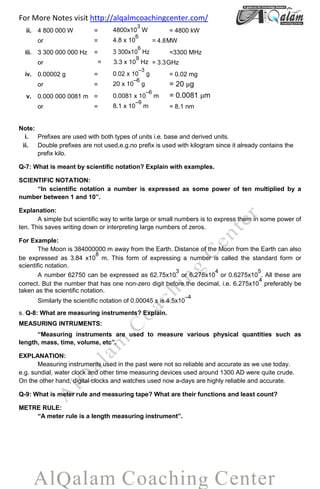 Physics chapter 1 9th | PDF