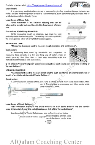 Physics chapter 1 9th | PDF