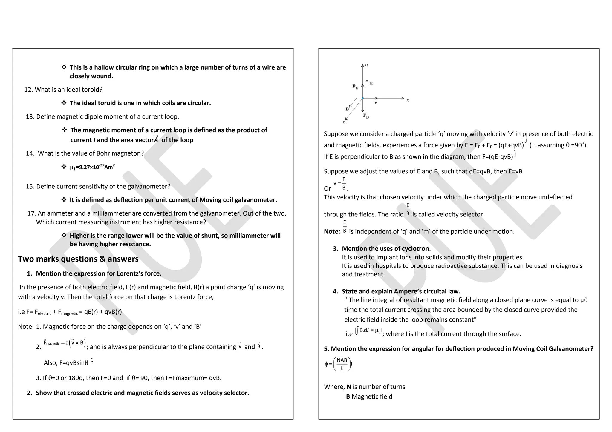Physics Chapter wise important questions II PUC | PDF