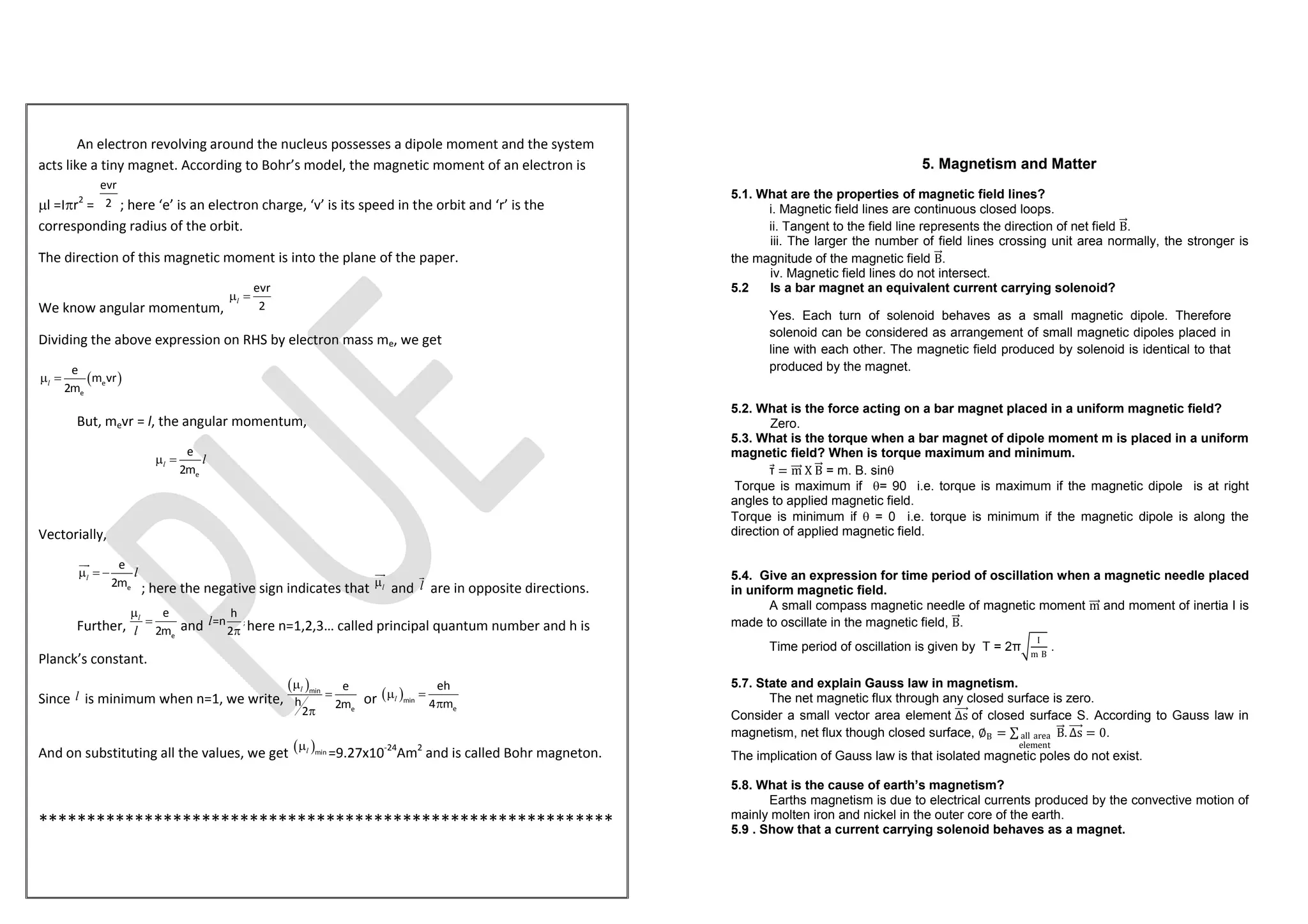 Physics Chapter wise important questions II PUC | PDF