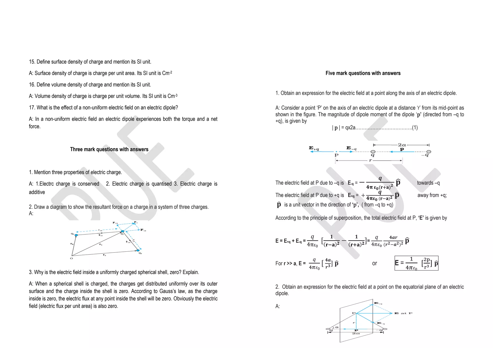 Physics Chapter wise important questions II PUC | PDF
