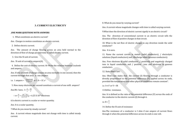 Physics Chapter wise important questions II PUC | PDF | Physics | Science